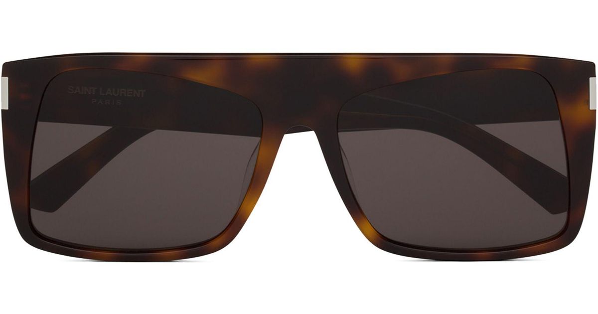 Saint Laurent Tortoiseshell Oversized Square Sunglasses In Black Lyst