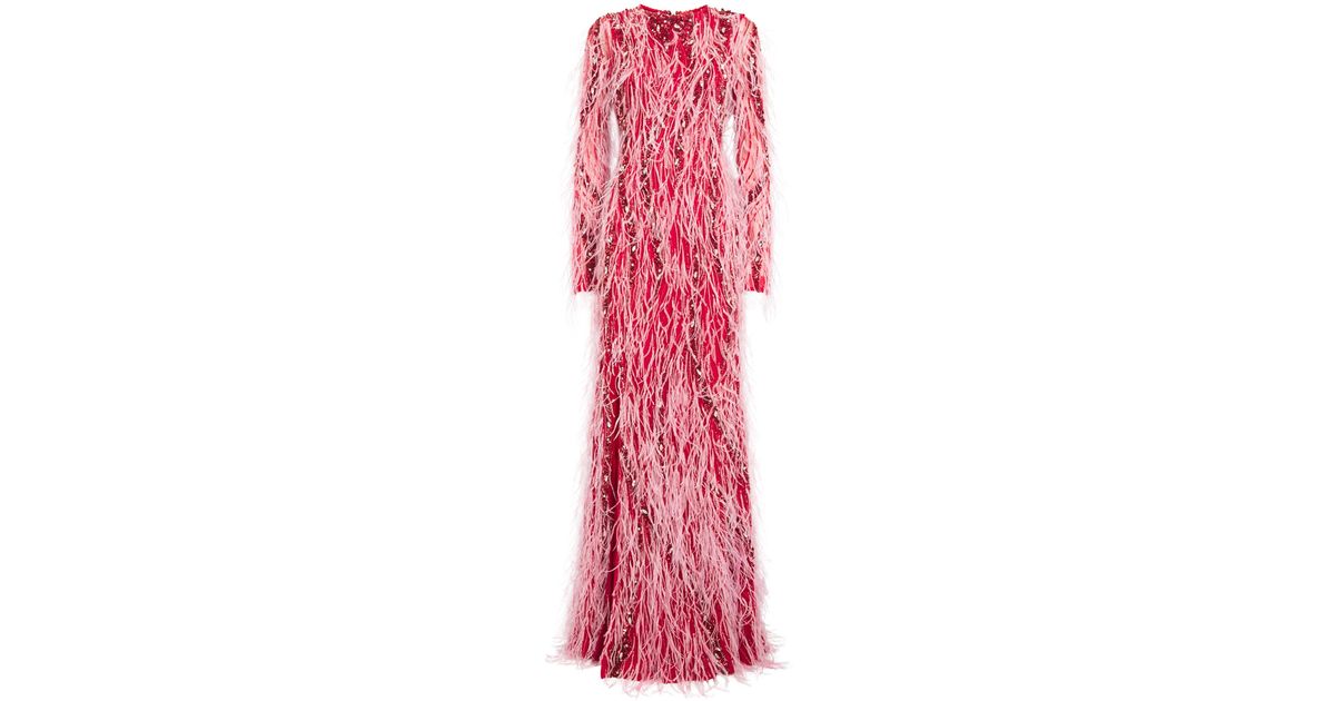Rachel Gilbert Ostrich Feather Cynthia Gown in Pink | Lyst