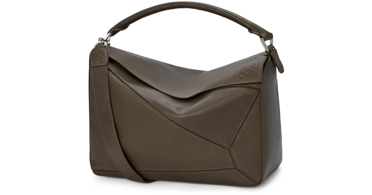 Loewe Large Leather Puzzle Edge Top-Handle Bag in Black | Lyst UK