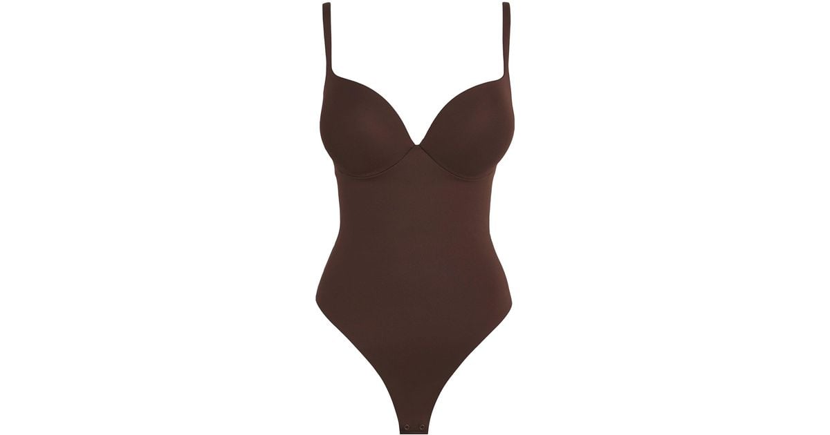 Skims Ultimate Body Thong Bodysuit in Brown | Lyst UK