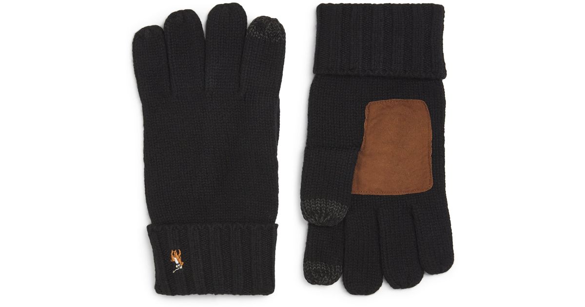 Polo Ralph Lauren Merino Touch Screen Gloves in Black for Men | Lyst