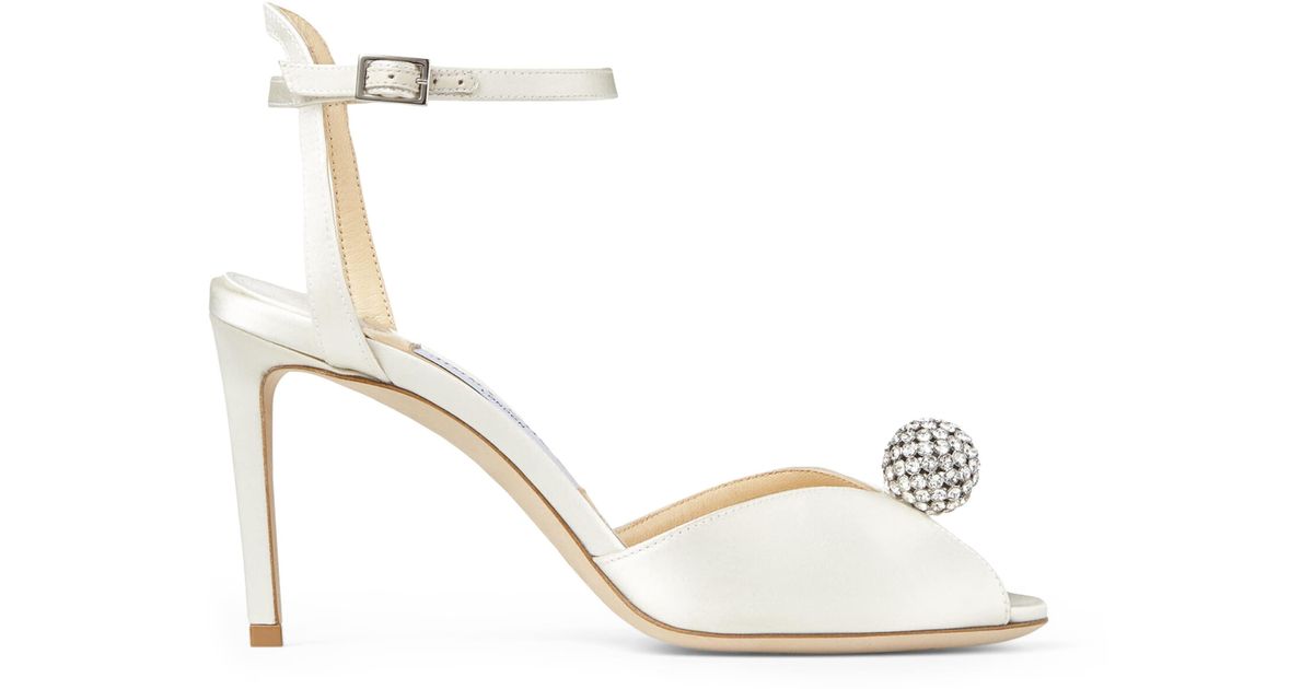 Jimmy Choo Sacora 85 Satin Sandals in White | Lyst