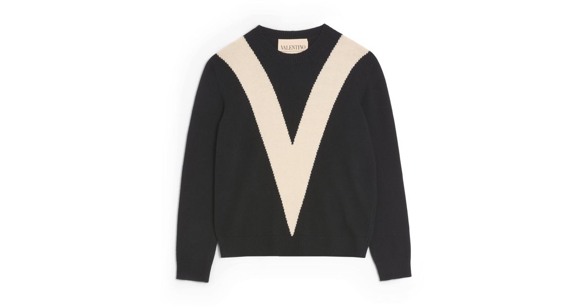 Valentino Garavani Virgin Wool V Logo Sweater in Black for Men | Lyst UK