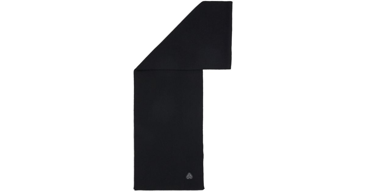 Moose Knuckles Wool Parnis Logo Scarf in Black | Lyst UK