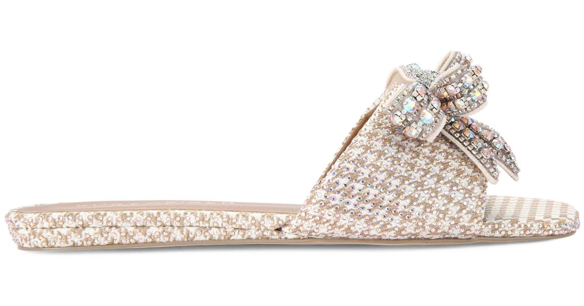 Kurt Geiger Houndstooth Kensington Bow Sandals in Natural | Lyst