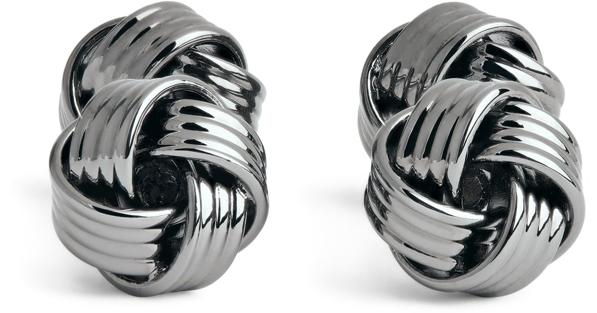 Babette Wasserman Rhodium-Plated Knot Cufflinks in Black for Men | Lyst UK