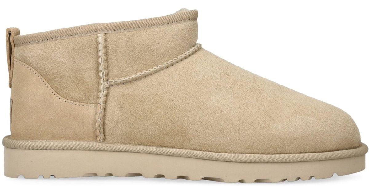 UGG Classic Ultra Mini Logo-Patch Suede And Shearling Ankle Boots in ...