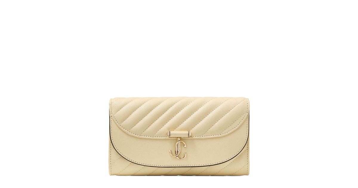 Jimmy Choo Leather Curve Chain Wallet in Natural | Lyst UK