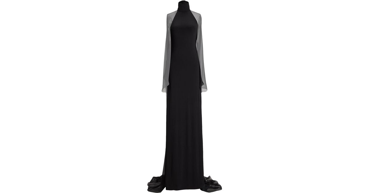 Ralph Lauren Jersey Tilly Evening Dress in Black | Lyst