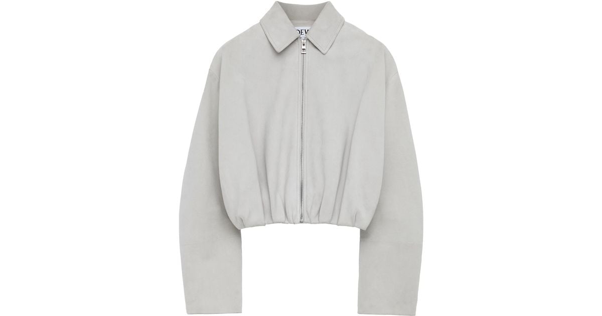 Loewe Draped Suede Jacket in Gray | Lyst