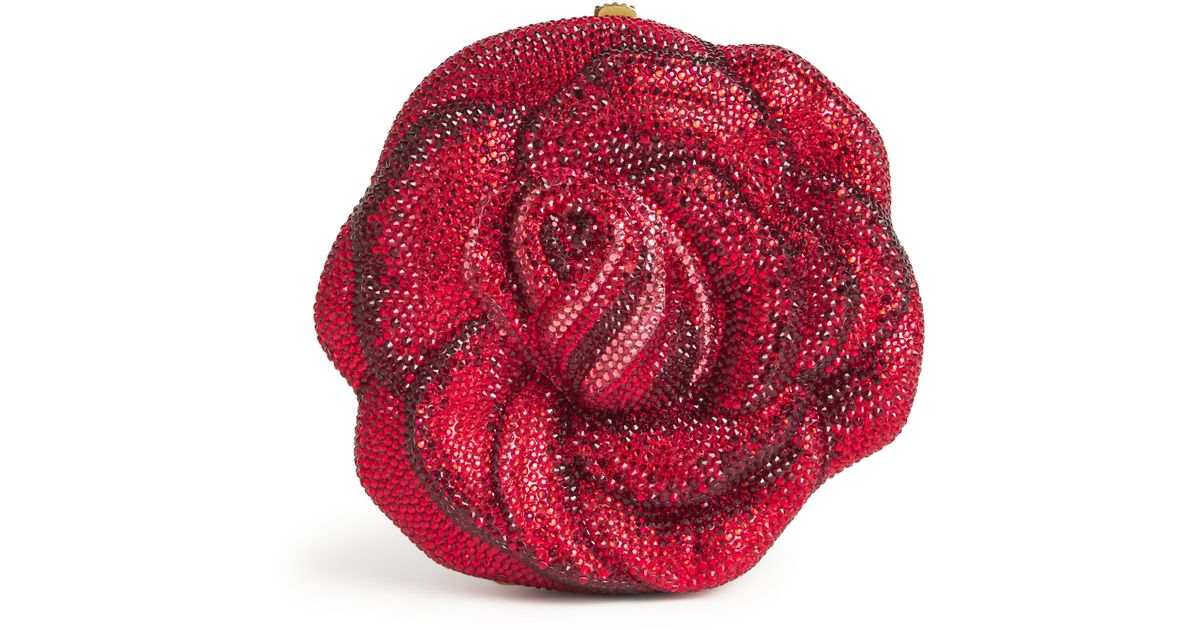 Judith Leiber Crystal-Embellished Rose Clutch Bag in Red | Lyst UK
