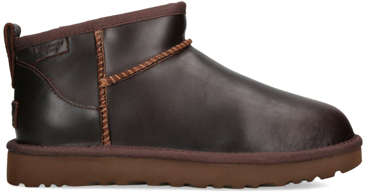 UGG Leather Classic Ultra Mini Regen Boots in Brown | Lyst