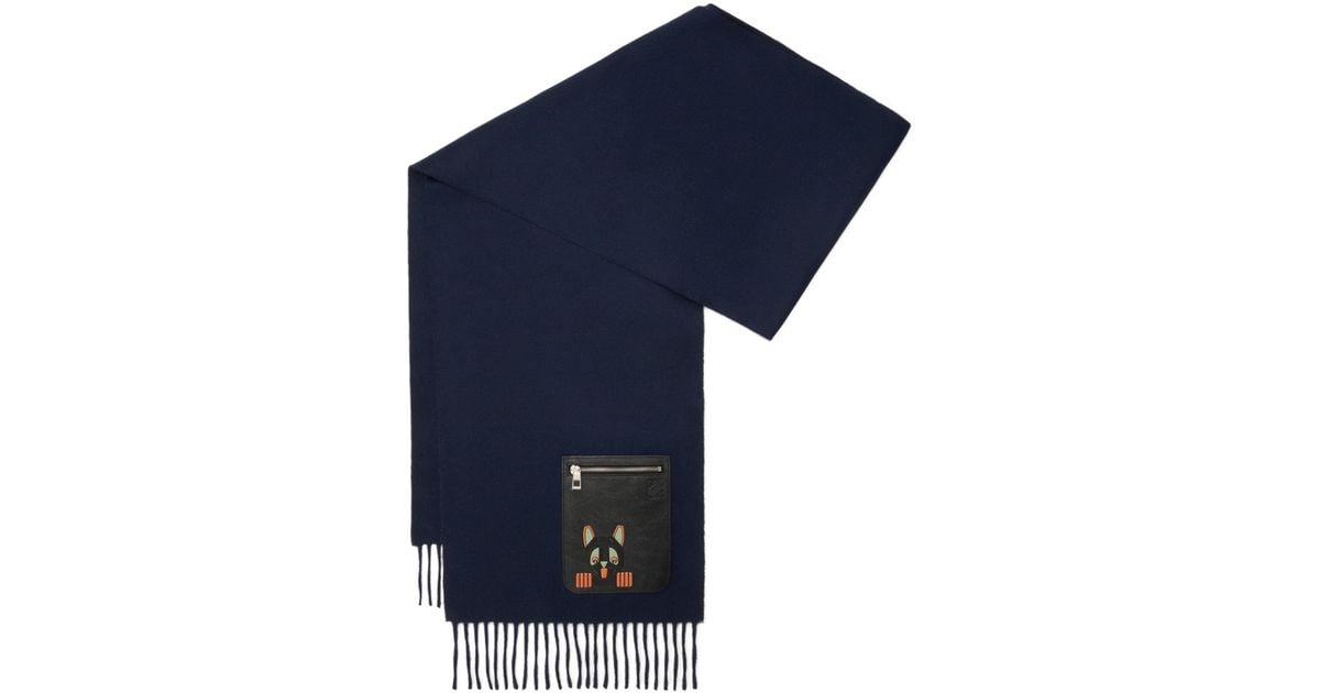 Loewe X Louis Wain Wool-Cashmere Pocket-Detail Scarf in Blue | Lyst