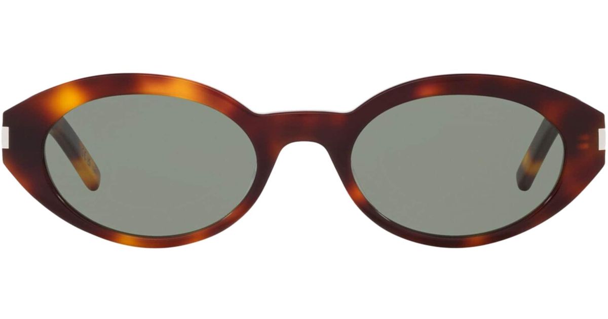 Saint Laurent Oval Sl 567 Sunglasses in Brown | Lyst UK