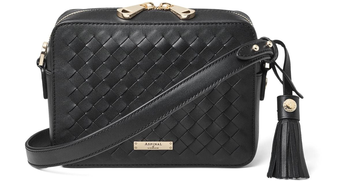 Aspinal of London Leather Slot Weave Camera Bag in Black | Lyst