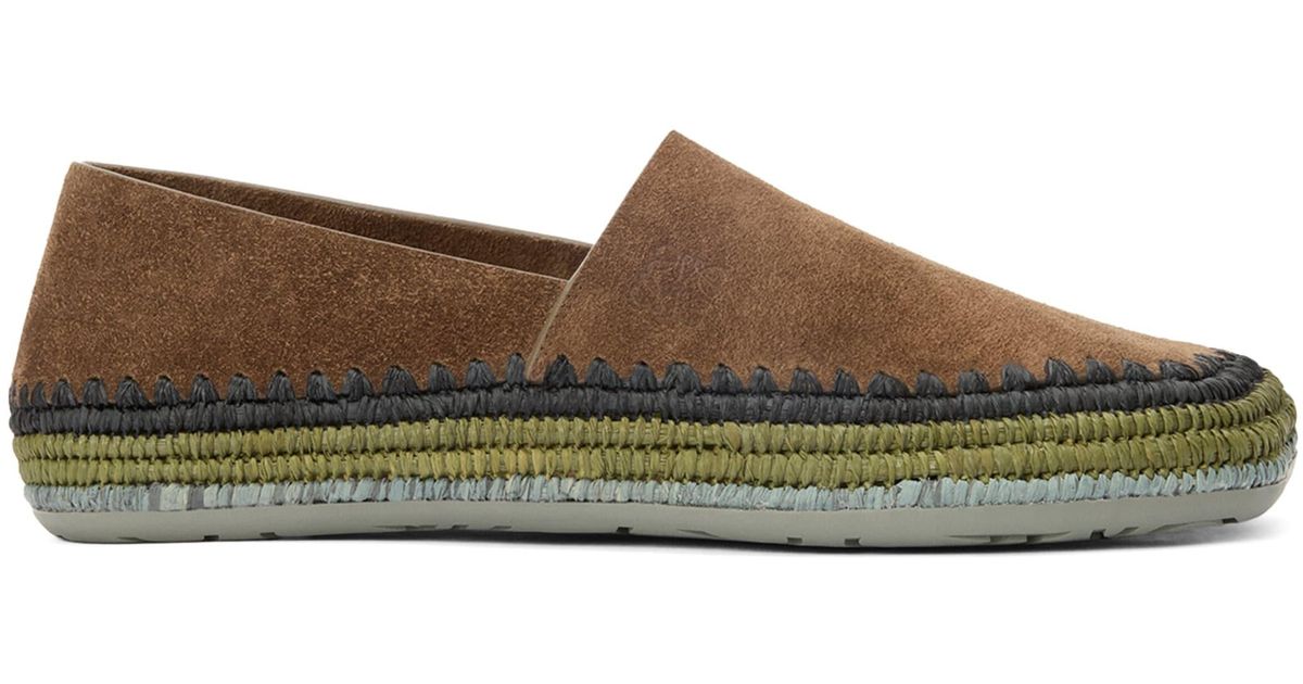 Loewe Suede Raffia-Trim Rio Slippers in Green for Men | Lyst
