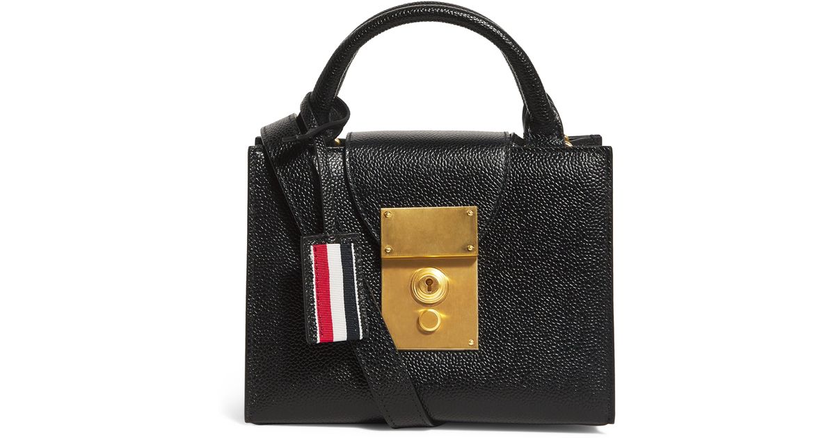 Thom Browne Mini Leather Mr. Thom Tote Bag in Black | Lyst