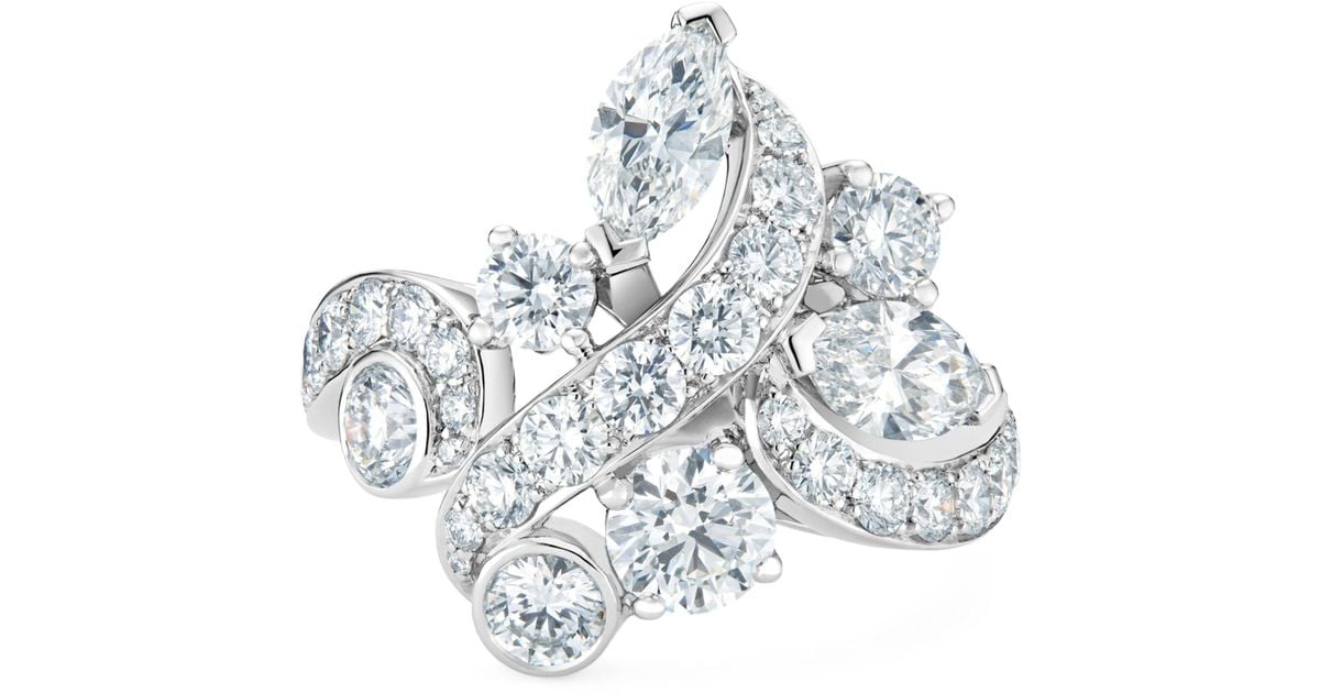 De Beers Jewellers White Gold And Diamond Adonis Rose Ring | Lyst