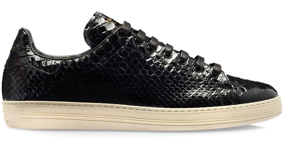 Tom Ford Patent Python Warwick Sneakers in Black for Men | Lyst