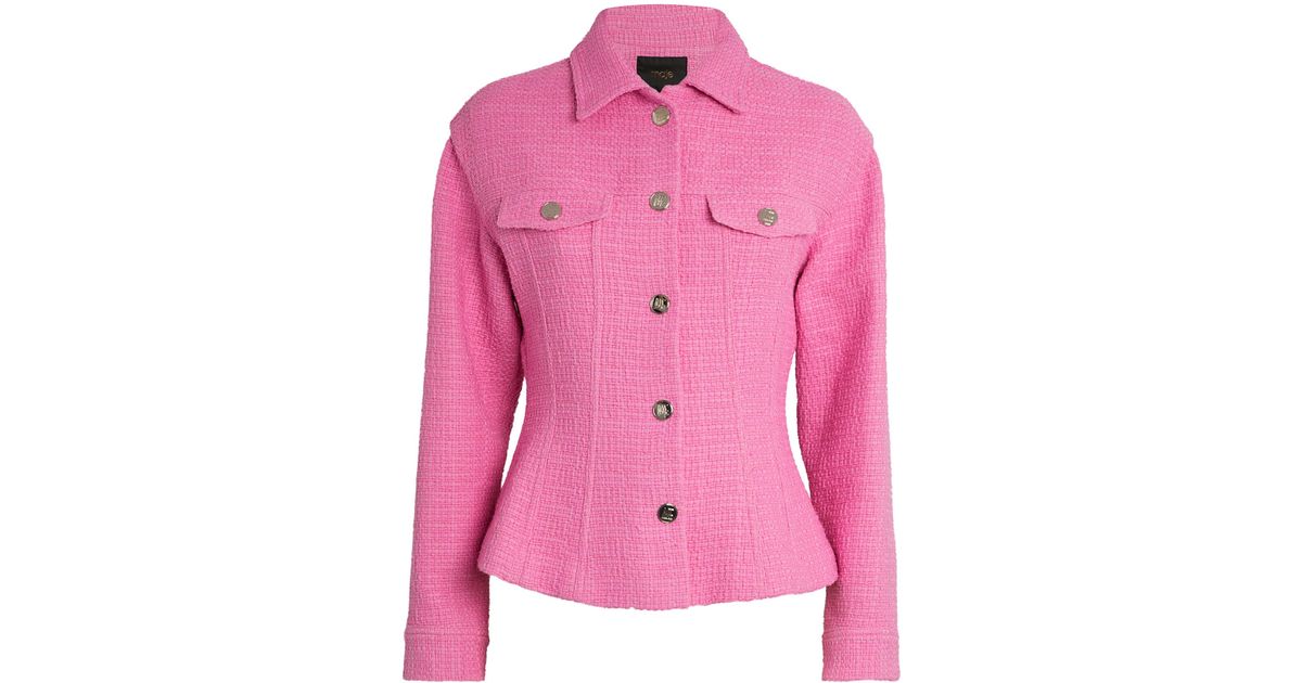 Maje Tweed Button-Down Jacket in Pink | Lyst UK