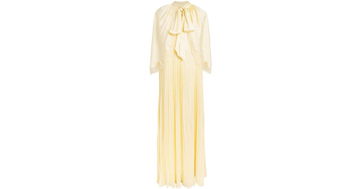 Self-Portrait Satin Cape-Overlay Maxi Dress in Metallic | Lyst UK