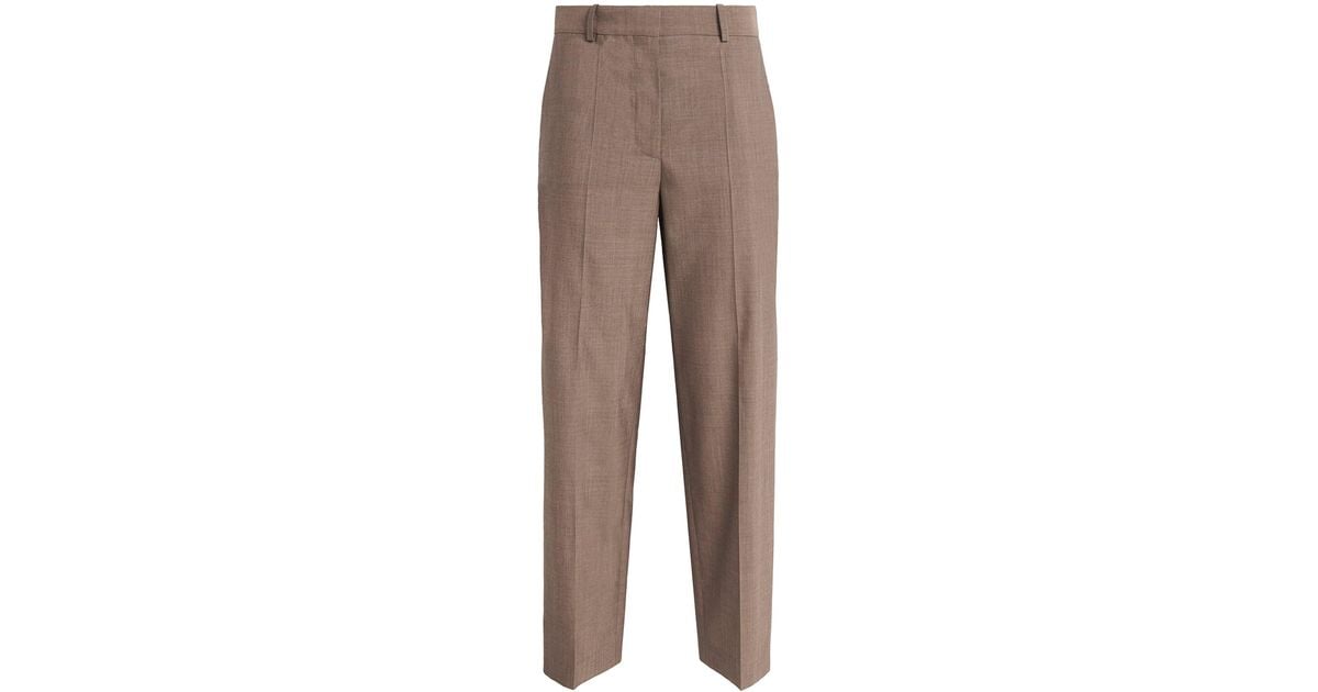 JOSEPH Wool Trina Slim Trousers in Brown | Lyst UK