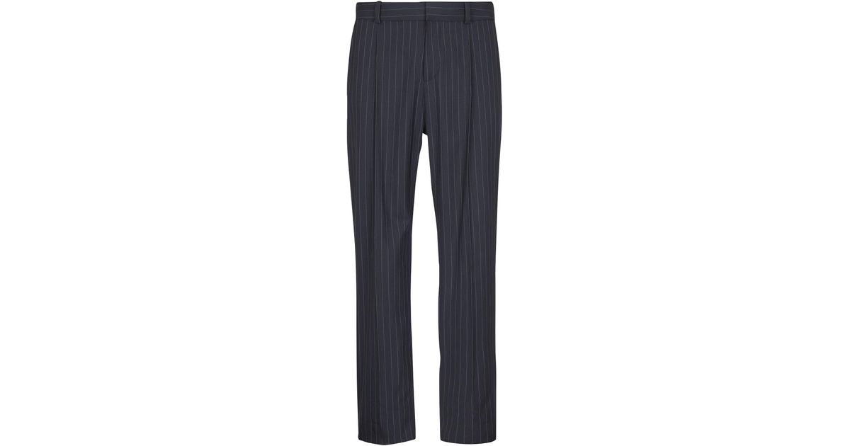 Balmain Virgin Wool Pinstripe Trousers in Blue for Men | Lyst UK