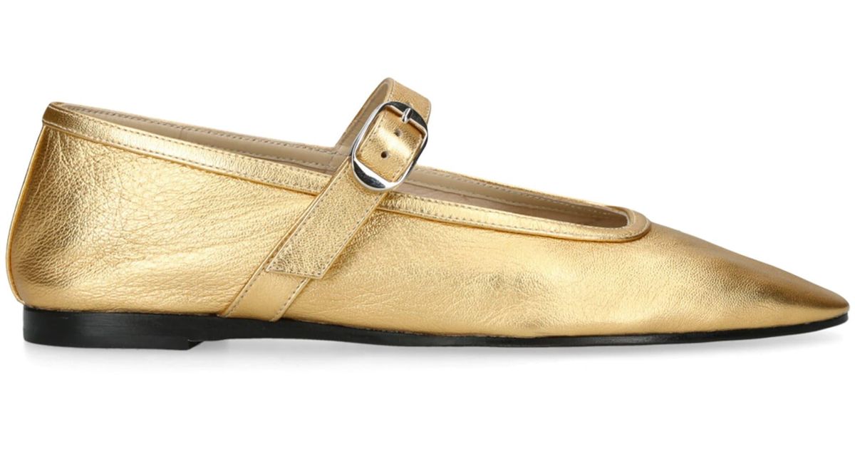 Le Monde Beryl Leather Metallic Mary Jane Ballet Flats in Natural | Lyst