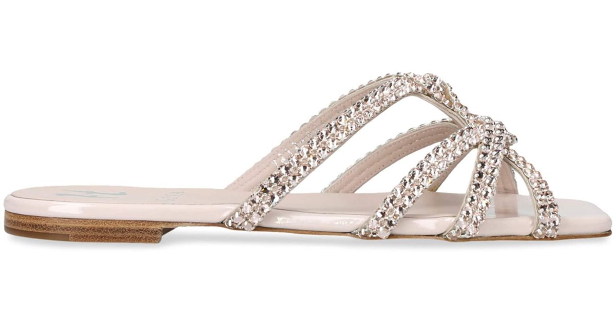 Gina Crystal-Embellished Paris Sandals in White | Lyst