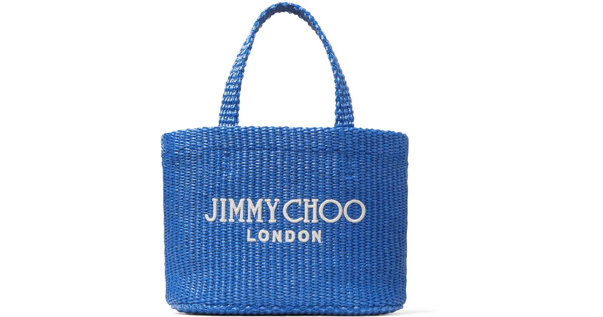 Jimmy Choo Mini Woven Beach Tote Bag in Blue | Lyst