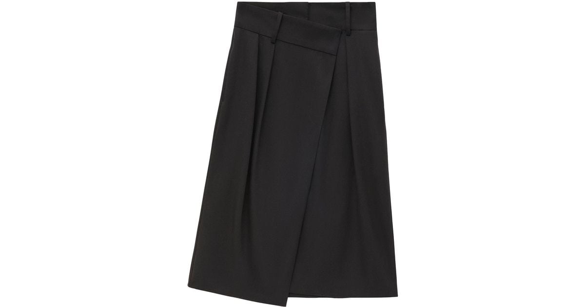 Loewe Cotton-Silk Gabardine Wrap Skirt in Black | Lyst
