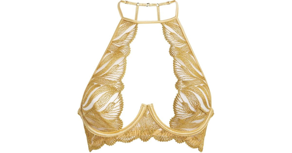 Coco De Mer Celeste Plunge Bra in Metallic | Lyst UK