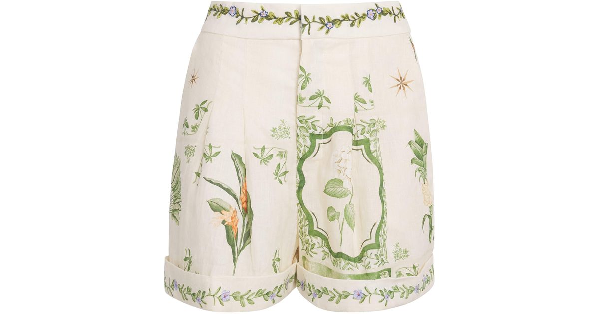 Agua Bendita Linen Embroidered Rommy Shorts in Natural | Lyst UK