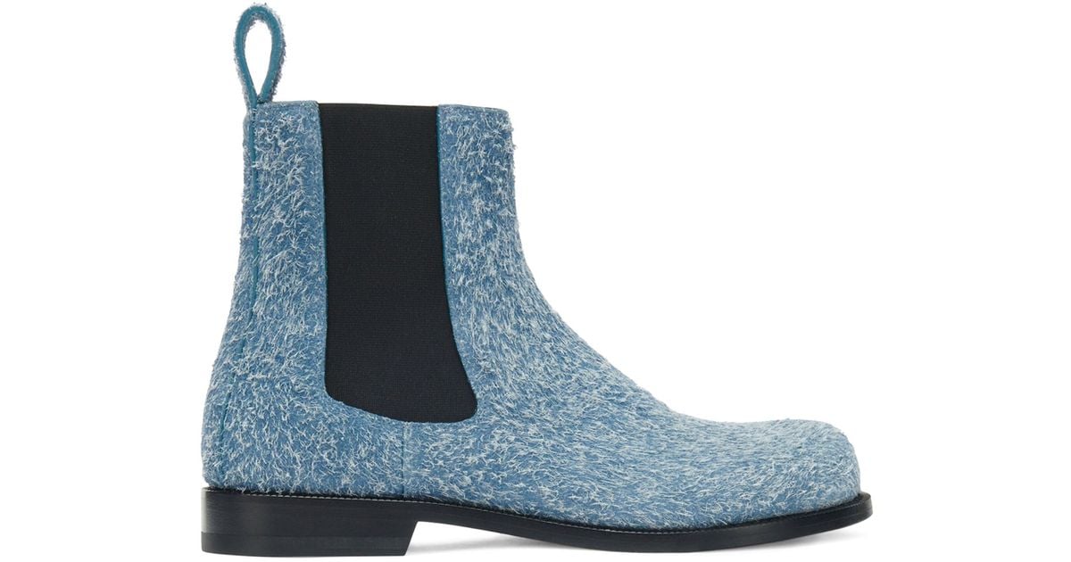 Loewe Brushed Suede Campo Chelsea Boots in Blue | Lyst