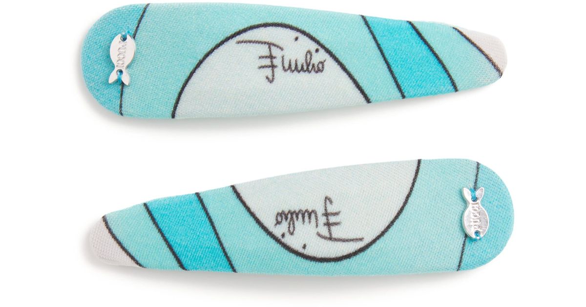 PUCCI Marmo Print Hair Clips in Blue | Lyst UK