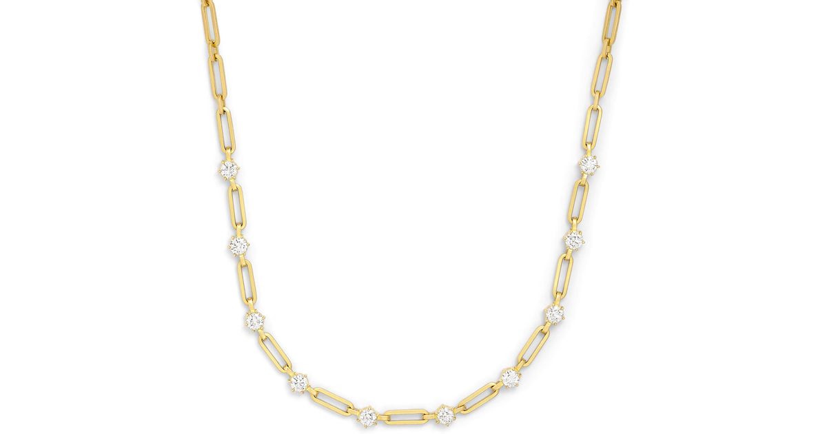 Jade Trau And Diamond Phoebe Chain Necklace in Metallic | Lyst