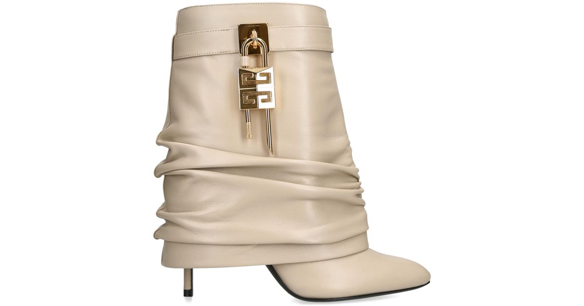 Givenchy Leather Scrunched Shark Lock Ankle Boots 100 in Natural | Lyst UK