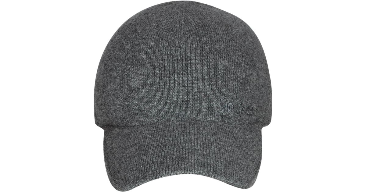 Saint Laurent Cashmere Logo Baseball Cap in Gray for Men | Lyst