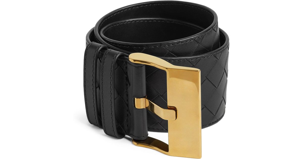 Bottega Veneta Large Calfskin Intrecciato Watch Belt in Black | Lyst UK