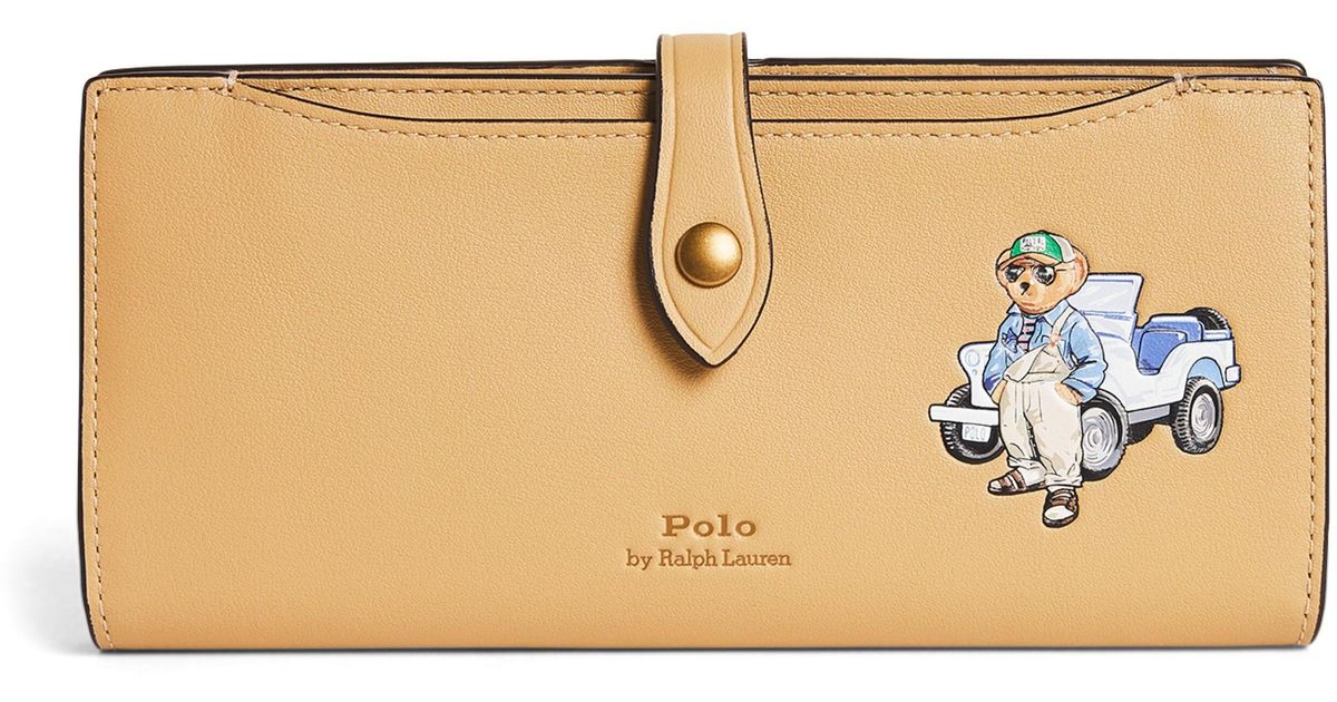 Polo Ralph Lauren Leather Polo Bear Wallet in Natural | Lyst