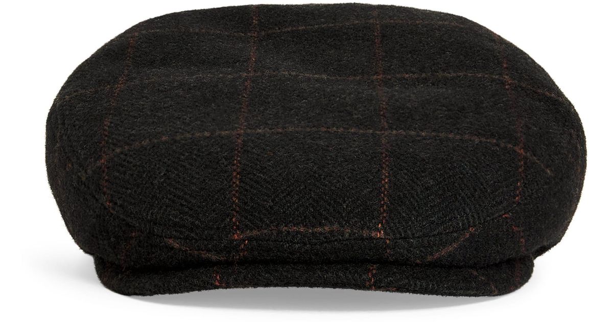 Stetson Wool-Blend Check Kent Flat Cap in Black for Men | Lyst