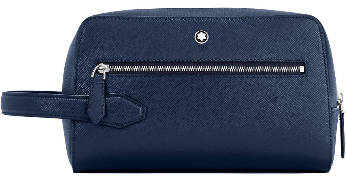 Montblanc Leather Sartorial Wash Bag in Blue | Lyst