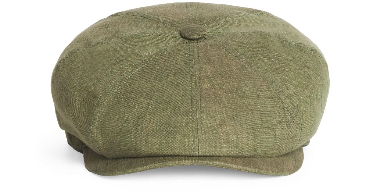 Stetson Linen Newsboy Flat Cap in Green for Men | Lyst