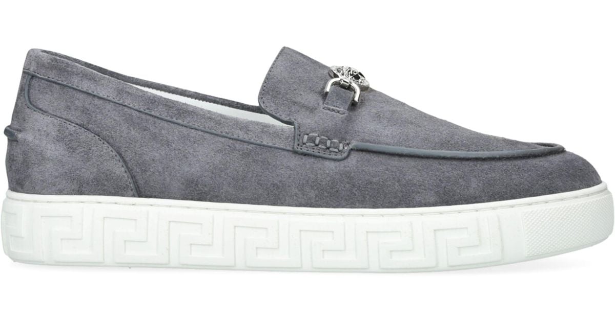 Versace Suede Moccasins in Gray for Men | Lyst