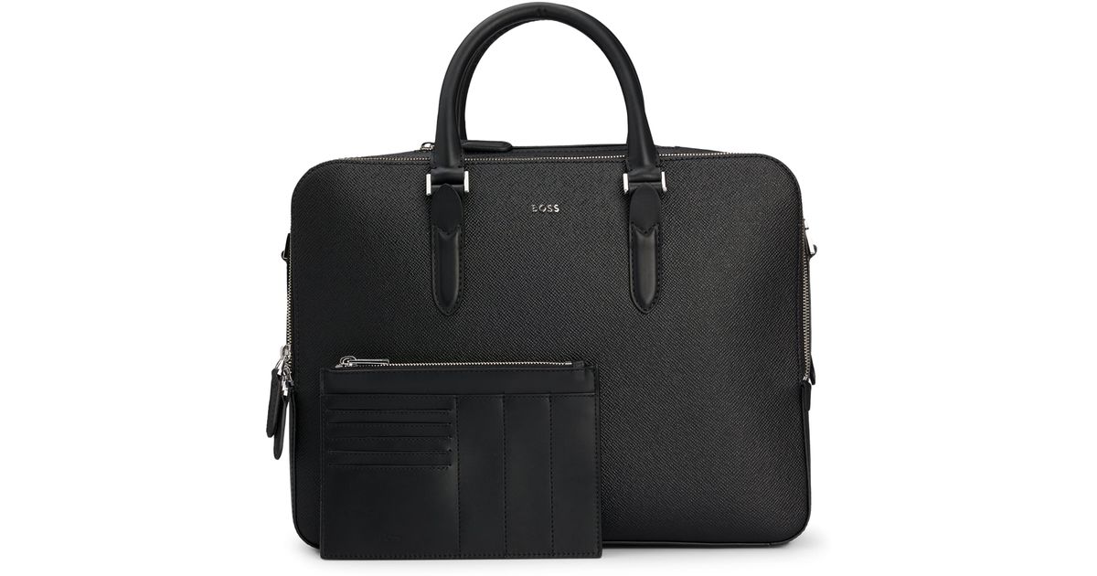BOSS Leather Document Case in Black for Men | Lyst