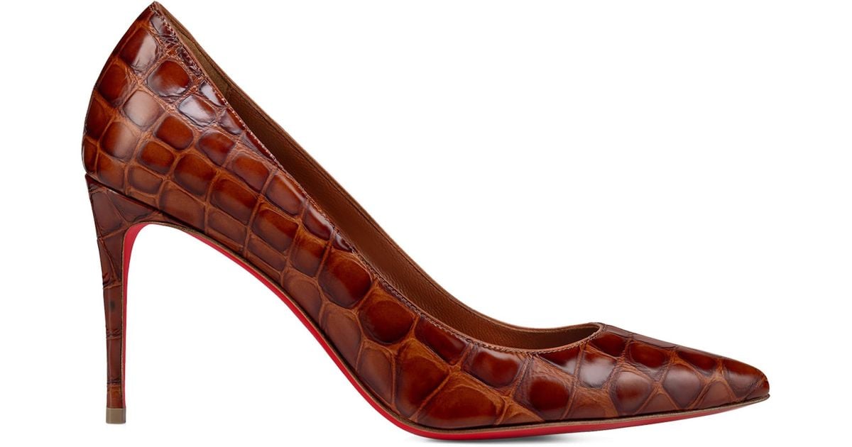 Christian Louboutin Kate Croc-Embossed Leather Pumps 85 in Brown | Lyst