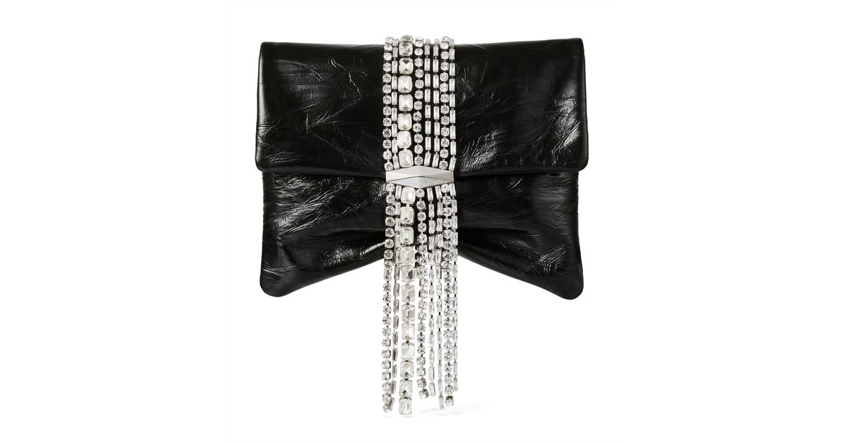 Jimmy Choo Zandra Leather Embellished Shoulder Bag in Black | Lyst