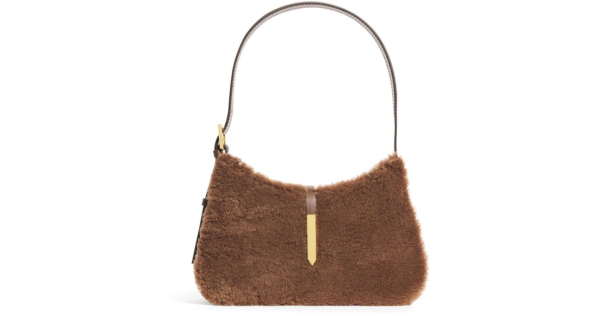 DeMellier London Leather And Shearling Tokyo Shoulder Bag in Brown | Lyst