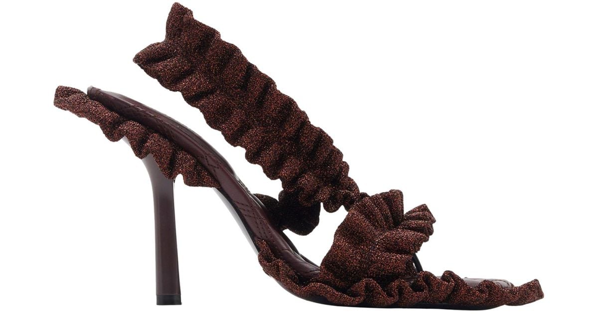 Burberry Metallic Ruffled Sandals 105 in Brown | Lyst