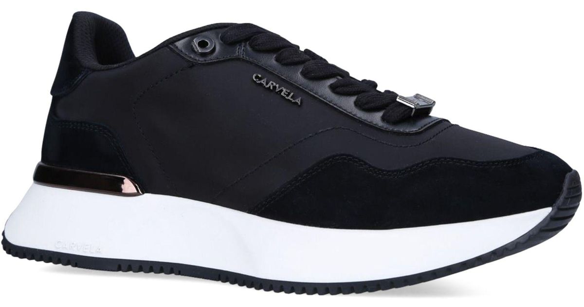 Carvela Kurt Geiger Leather Flare Chunky Sneakers in Blue | Lyst